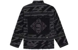 LI-NING Badfive Series Full Print Loose Washed Denim Jacket