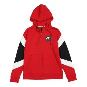 Nike Hooded Fleece Jacket With Color Block Sleeves - Red