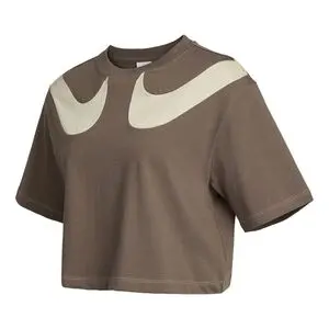 Nike Swoosh Graphic Cropped T-shirt - Brown