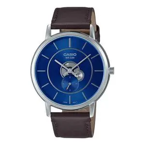 Casio Stainless Steel Case Watch With Leather Band - Blue