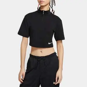 Nike Swoosh Cropped Zip-up Short Sleeve Top