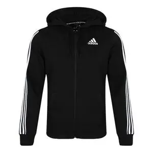 Adidas Fleece Lined Hooded Knit Jacket - Black