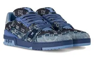 LOUIS VUITTON Trainers Blue Black Denim Monogram - Blue/black