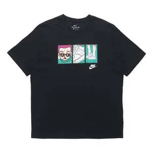 Nike Cartoon Printing Round Neck Pullover Short Sleeve - Black