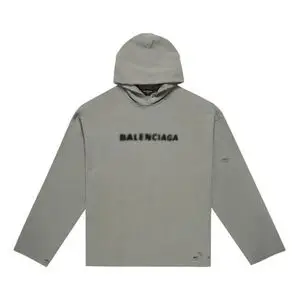Balenciaga Blurred Logo Distress Hoodie