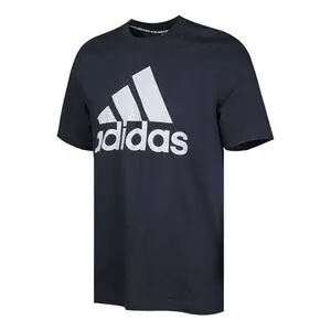 Adidas Large Logo Round Neck Short Sleeve Blue - Navy