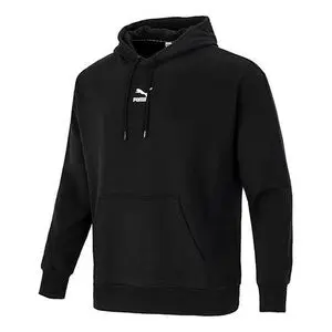 PUMA Logo Printing Knit Sports Hoodie - Black