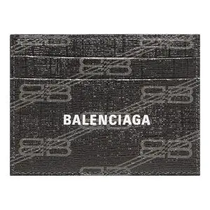 Balenciaga Signature Card Holder Bb Monogram Coated Canvas - Black