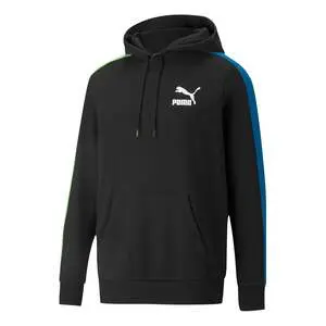 PUMA Cotton Crew Neck Hoodie - Black/blue/green