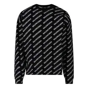 Balenciaga All Over Logo Crewneck Sweater - Black/white
