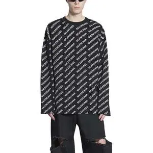 Balenciaga All Over Logo Crewneck Sweater