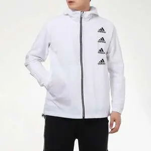 Adidas Logo Print Woven Hooded Jacket