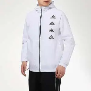 Adidas Logo Print Woven Hooded Jacket