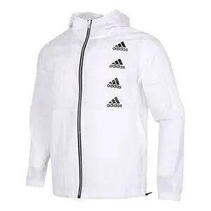 Adidas Logo Print Woven Hooded Jacket - White