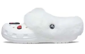 CROCS Classic Clog With Faux Fur Trim - White