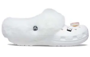 CROCS Classic Clog With Faux Fur Trim - White