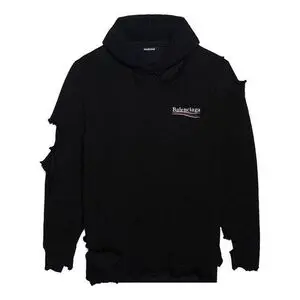 Balenciaga Political Campaign Destroyed Hoodie - Black