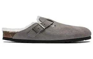 BIRKENSTOCK Boston Suede Clogs - Grey
