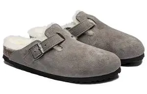 BIRKENSTOCK Boston Suede Clogs - Grey