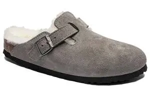 BIRKENSTOCK Boston Suede Clogs - Grey