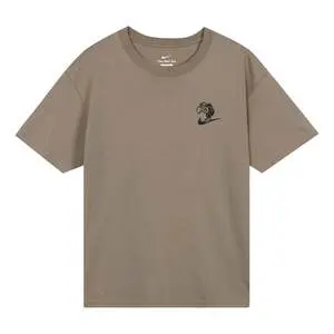 Nike Cartoon Printing Round Neck Short Sleeve Olive Grey T-shirt - Default Color