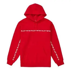 Supreme Fw18 Text Stripe Hoodie - Red