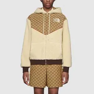 Gucci The North Face X Gg Canvas Shearling Hooded Jacket
