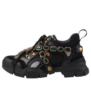 Gucci Flashtrek Embellished Leather Sneakers - Black