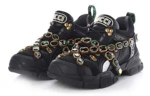 Gucci Flashtrek Embellished Leather Sneakers - Black