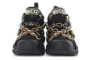 Gucci Flashtrek Embellished Leather Sneakers - Black