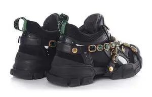 Gucci Flashtrek Embellished Leather Sneakers - Black