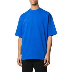 Balenciaga Back Print Logo Cotton T-shirt - Blue