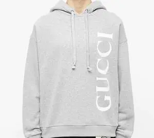 Gucci Large Logo Cotton Hoodie - Grey