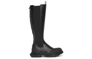 Alexander McQueen Knee High Tread Slick Boots - Black