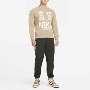Nike Nsw Graphic Printed Crew Neck Sweatshirt 'tan