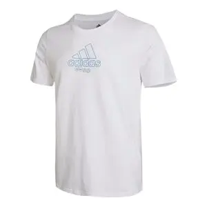 Adidas Back Printing Casual Round Neck Pullover Short Sleeve White T-shirt - Default Color