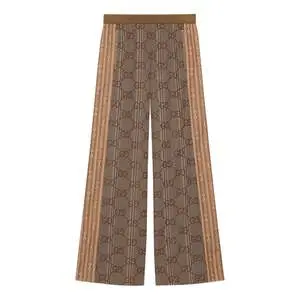 Gucci Gg Monogram Jacquard Pants - Brown/beige