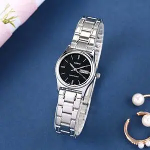 Casio Quartz Stainless Steel Analog Watch With Day And Date - Black