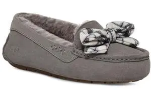 UGG Ansley Plaid Bow Slipper - Charcoal