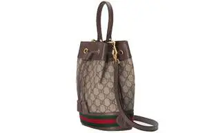 Gucci Ophidia Logo Stripe Webbing Canvas Drawstring Handbag - Creamy