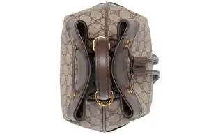 Gucci Ophidia Logo Stripe Webbing Canvas Drawstring Handbag - Creamy