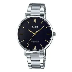Casio Analog Quartz Watch With Silver Tone Stainless Steel Bracelet - Black
