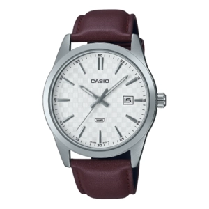 Casio Quartz Leather Watch - Silver