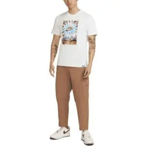 Nike Landscape Logo Printing Round Neck Casual Short Sleeve White T-shirt - Multi-color