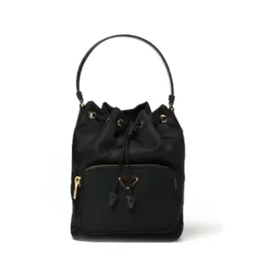 Prada PRADA SS26 Duet Re-Nylon Bucket Bag Black/gold