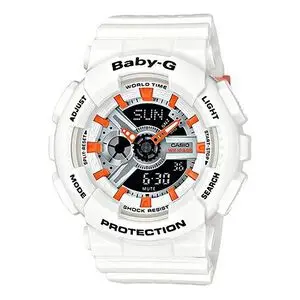 Casio Baby-g Ba-110pp-7a2 Analog-digital Watch - White/orange