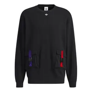Adidas Crewneck Pullover With Pocket Detailing - Black