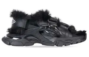 Balenciaga Track Sandals With Fake Fur