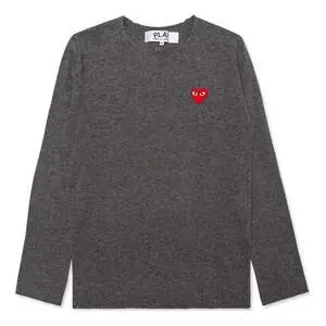 Play Comme Des Garcon Comme Des Garcons Play L/s Basic T-shirt Red Emblem 'grey' Grey