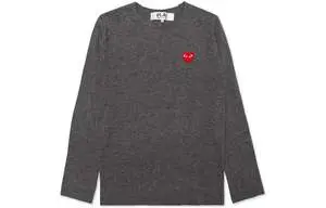 Play Comme Des Garcon L/s Basic T-shirt Red Emblem - Grey